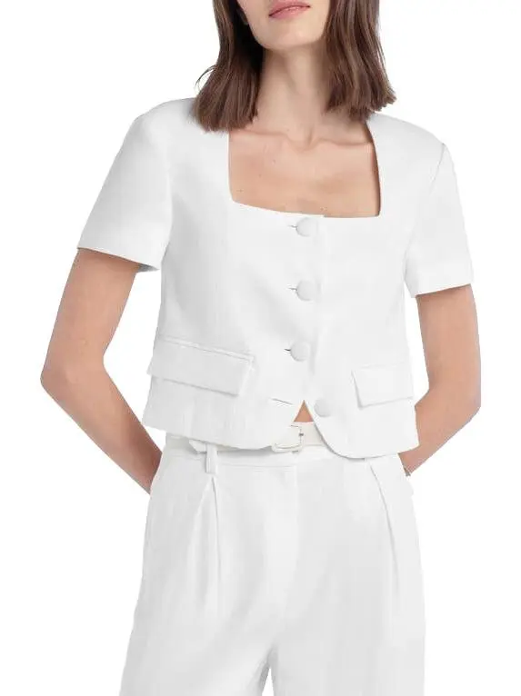 FAVORITE DAUGHTER The Mayfair Linen Blend Top - White