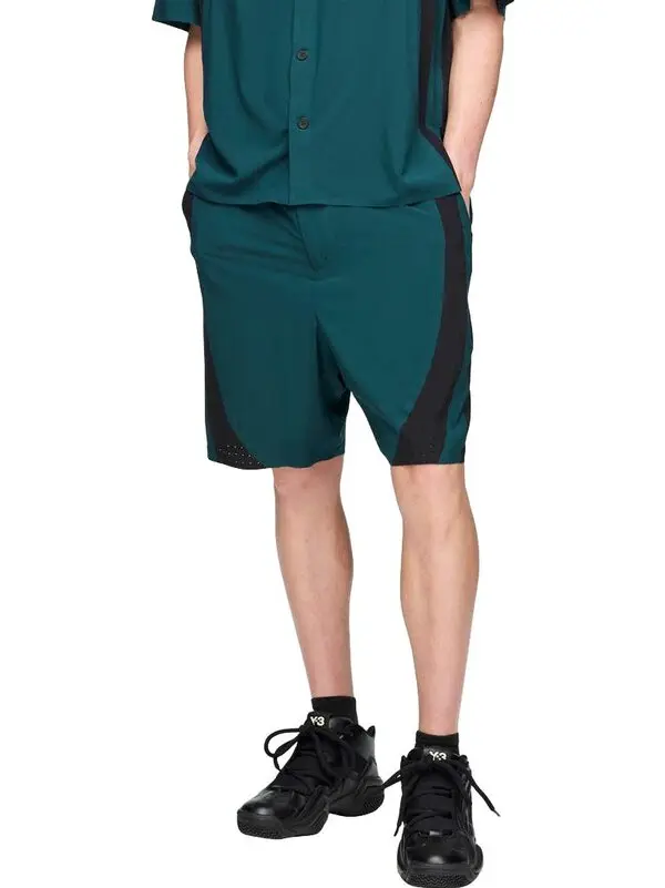 Y3 Mesh Panel Woven Shorts - Green