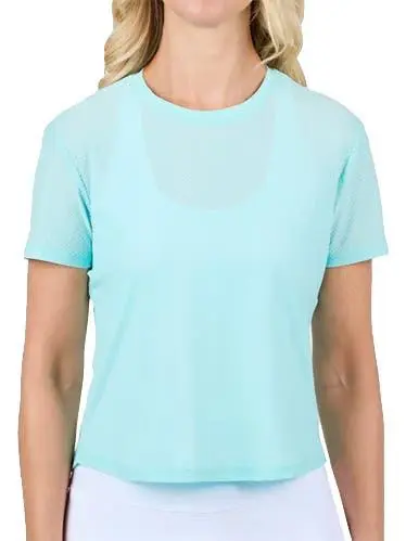 SOFIBELLA Mesh Short Sleeve Tennis Shirt - Blue Light