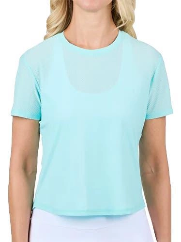 SOFIBELLA Mesh Short Sleeve Tennis Shirt - Blue Light