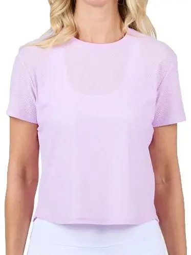 SOFIBELLA Mesh Short Sleeve Tennis Shirt - Lavender