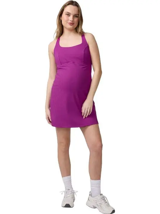 INGRID & ISABEL Ribbed Halter A-line Active Dress - Fuchsia