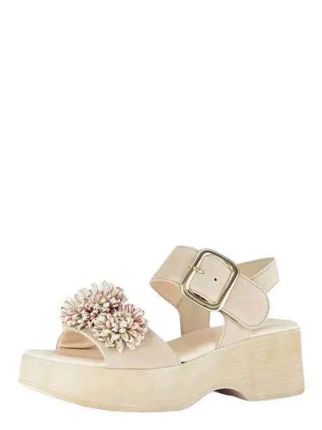 Gabor Raffia Appliqué Platform Sandal - Oak