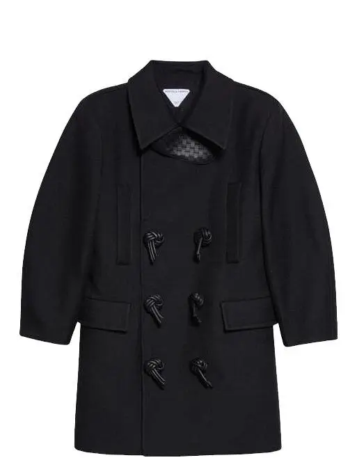 Bottega Veneta Mohair-blend Gabardine Pea Coat - 1010 Double Black