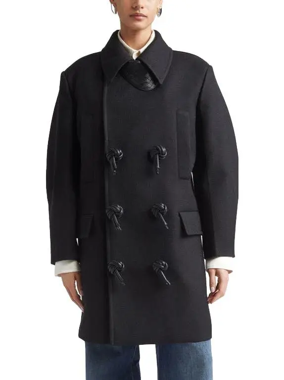 Bottega Veneta Mohair-blend Gabardine Pea Coat - 1010 Double Black