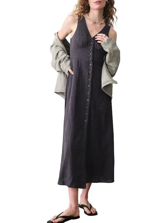 Marine Layer Camila Button-front Hemp-blend Maxi Dress - Black