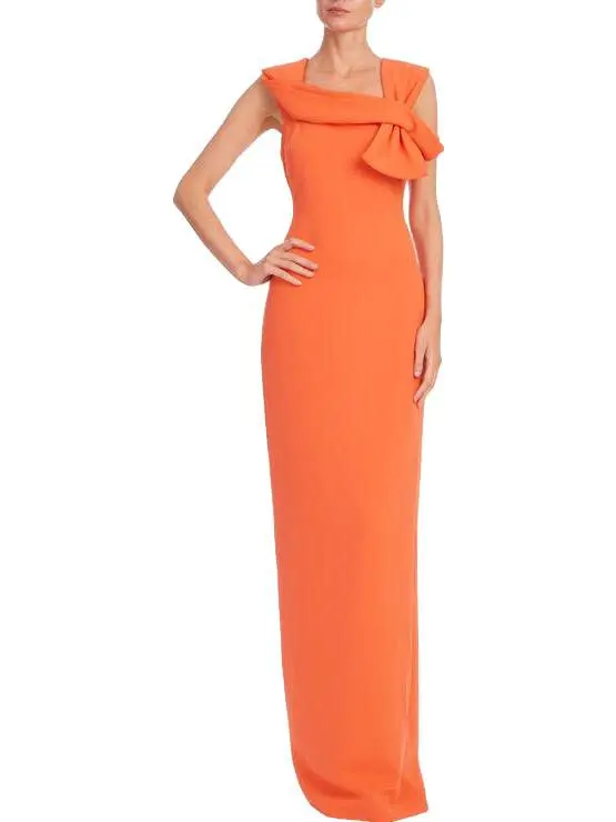 Badgley Mischka Bow Evening Gown - Persimmon