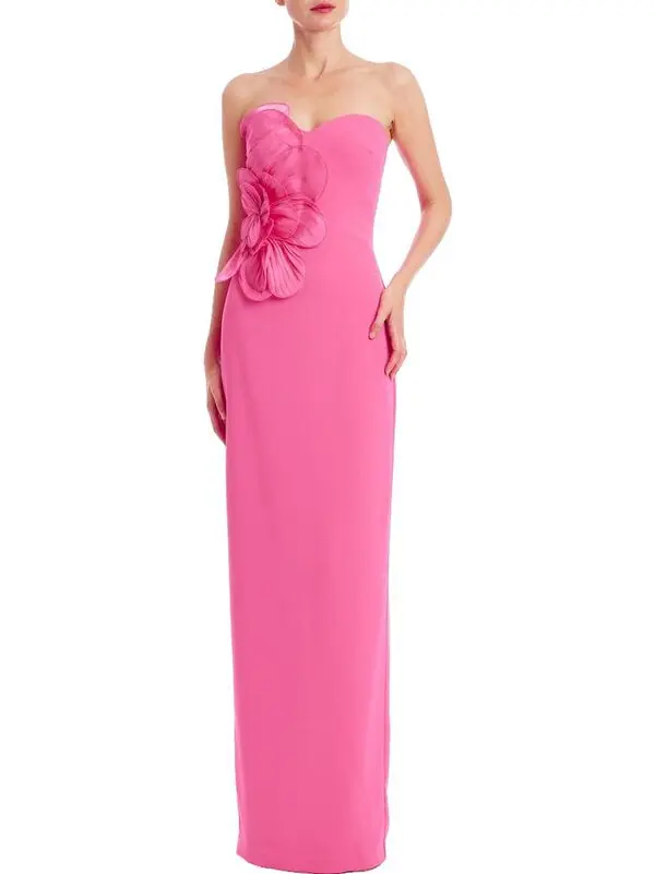 Badgley Mischka Strapless Column Gown - Magenta