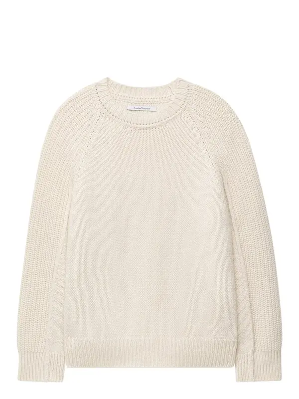 Another Tomorrow Oversized Cashmere Wool Crewneck Sweater - Ivory