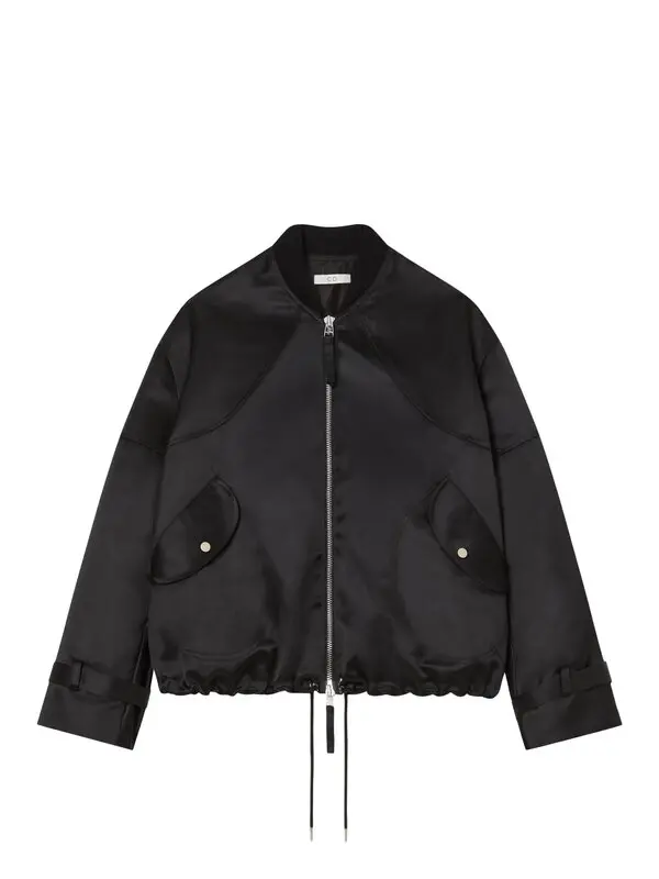 Co Satin Bomber Jacket - Black