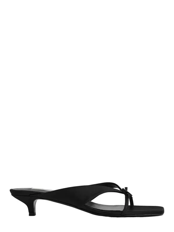 TOTEME Bow Satin Sandals - Black