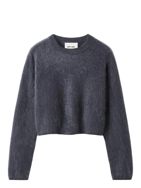 Soft Goat Brushed Cashmere Crewneck - Anthracite