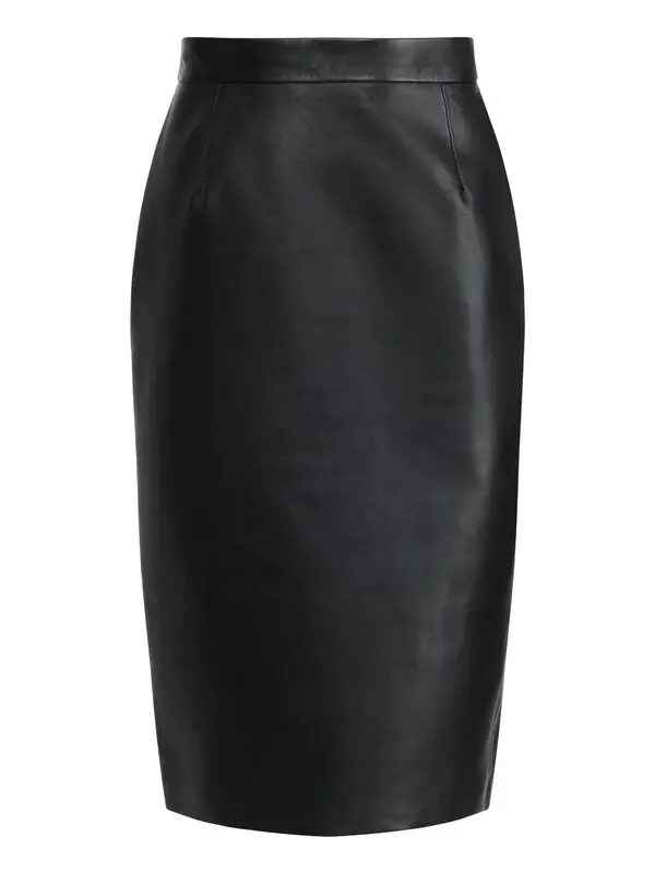 Altuzarra Fitted Lambskin Leather Hank Skirt - Black
