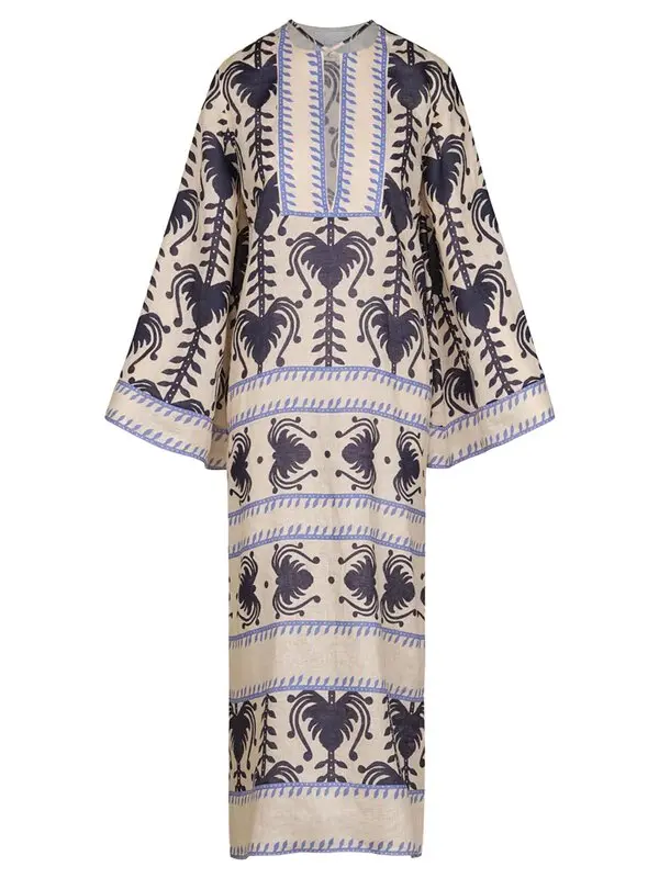 Johanna Ortiz Wild Savannah Tunic Dress - Ecru,navy