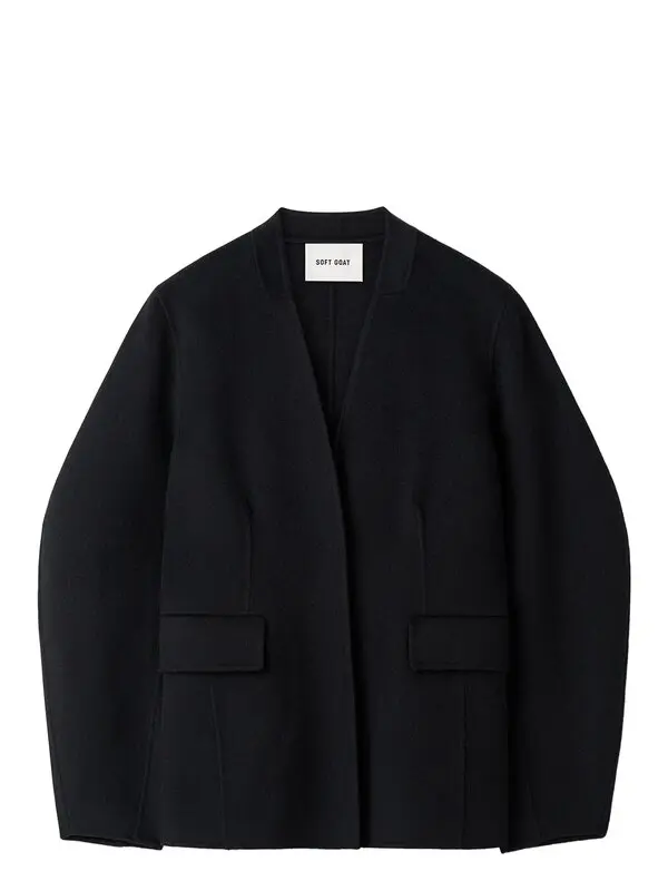Soft Goat Wool-silk Blend Blazer - Black