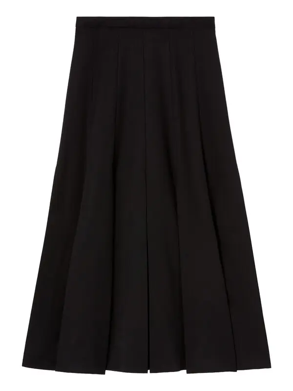 GWYN Lace-paneled Pleated Skirt - Black