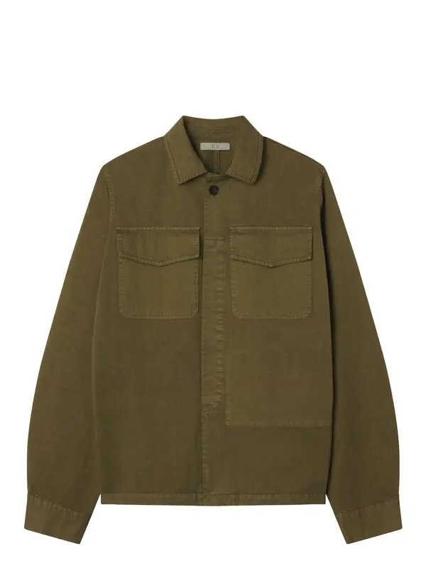 Co Garment-dyed Cotton Utility Shirt Jacket - Avocado