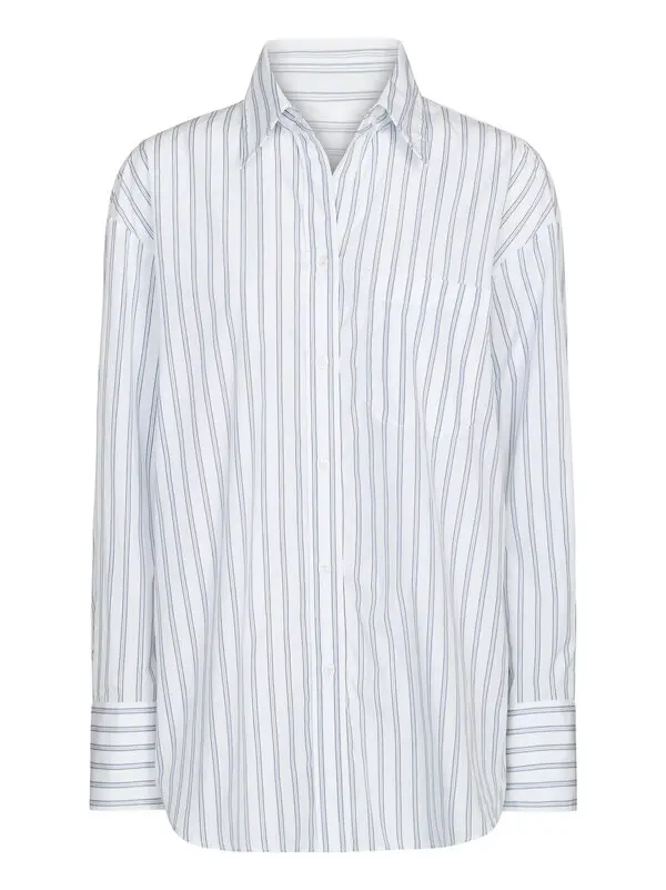 TWP Cotton Poplin Button-down Shirt - White,midnight