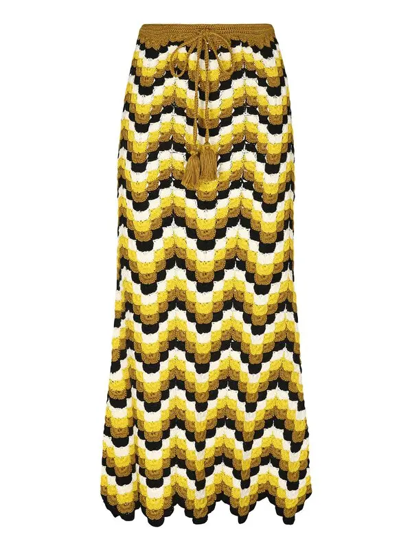 Escvdo Suspiro Crochet Midi Skirt - Golden & Black