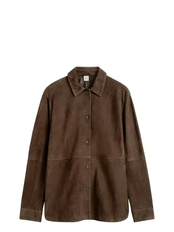 TOTEME Oversized Suede Overshirt - Bark