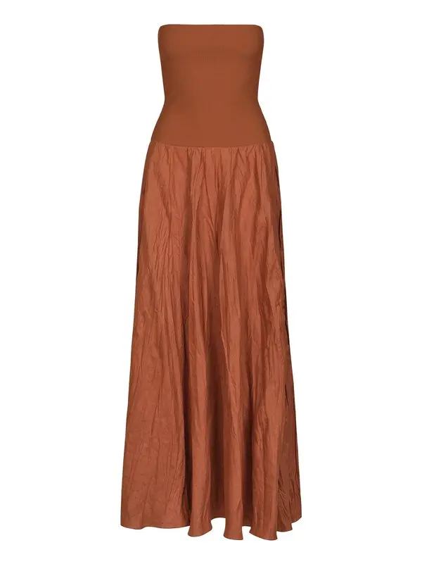Johanna Ortiz Crinkled Maxi Skirt - Brown