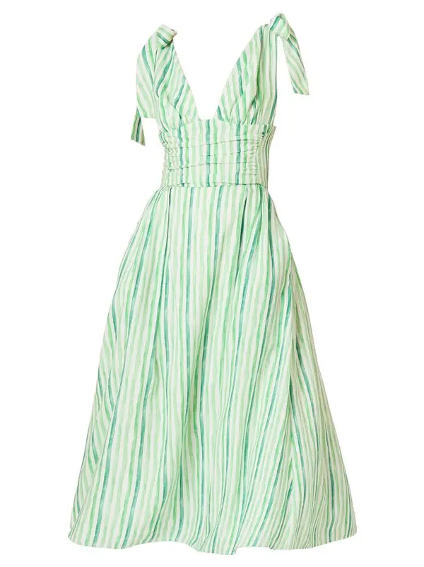 Rosie Assoulin Bow Shoulder Midi Dress - Green