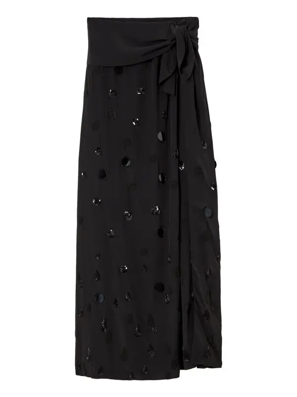 Bernadette Char Embroidered Skirt - Black Polka Rain