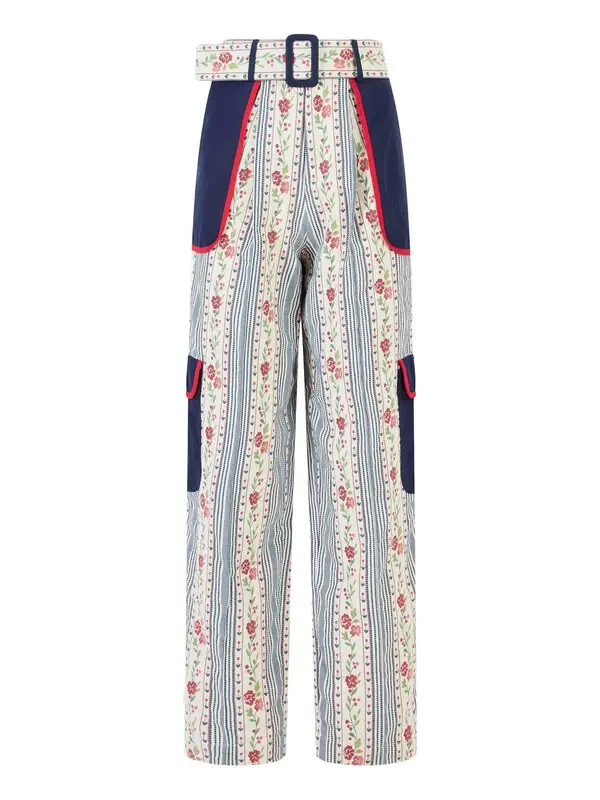 Rosie Assoulin Floral Jacquard Cargo Pants - Red,blue