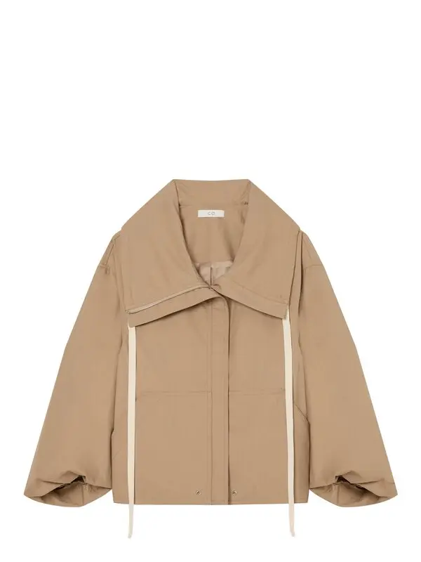 Co Cotton-nylon Twill Rolled Collar Jacket - Camel