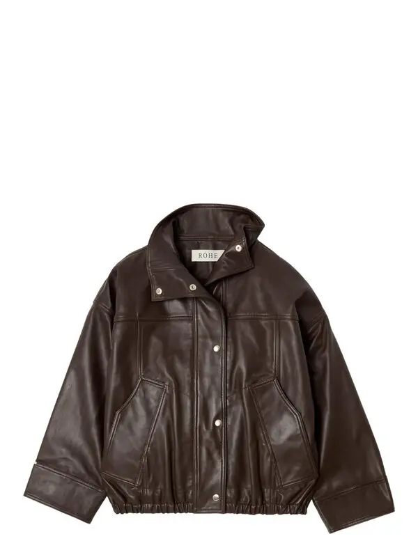 RÓHE Oversized Leather Jacket - Earth