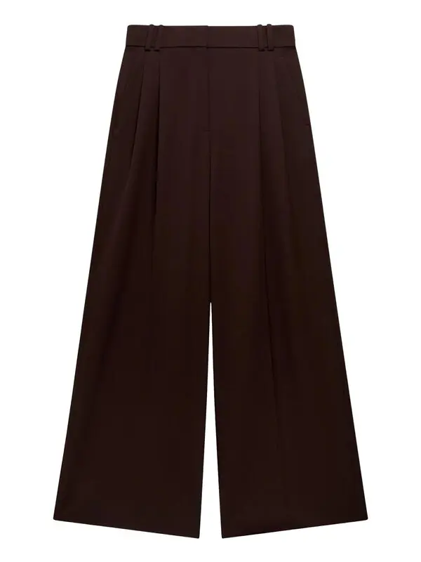 Another Tomorrow Twill Pleated Trouser - Dark Chocolate