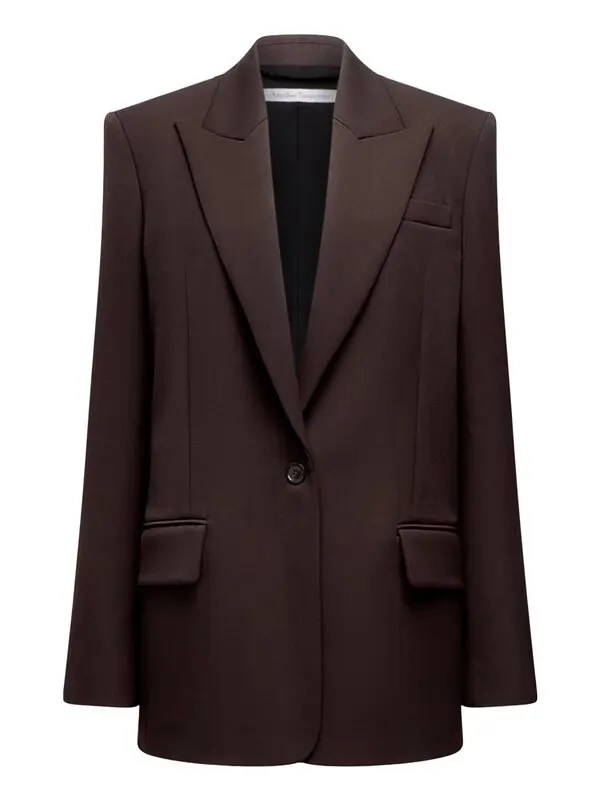 Another Tomorrow Wool Tailored Jacket - Dark Chocolate