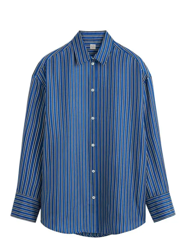 TOTEME Oversize Striped Shirt - Blue,navy