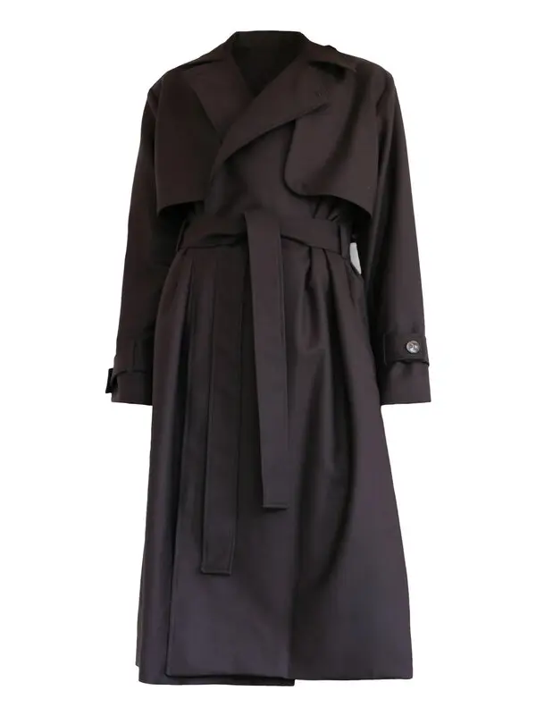 SLOAN Belted Wool Trench Coat - Chocolate