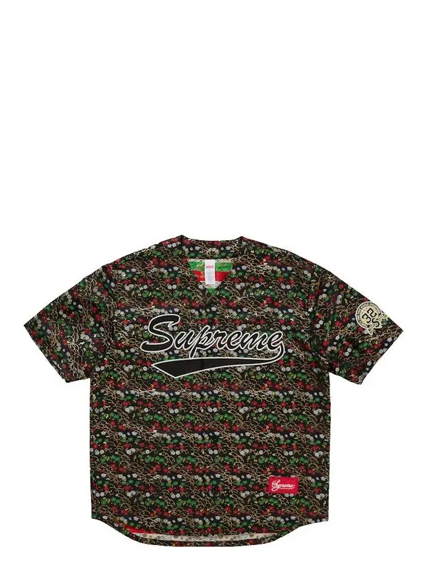 Supreme Floral Jacquard Baseball Jersey - Black
