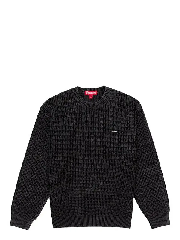 Supreme Washed Small Box Waffle Sweater - Black