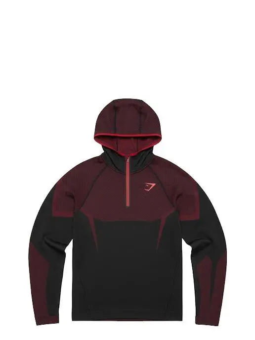 GYMSHARK Onyx 5.0 Seamless Hoodie - Black/carmine Red