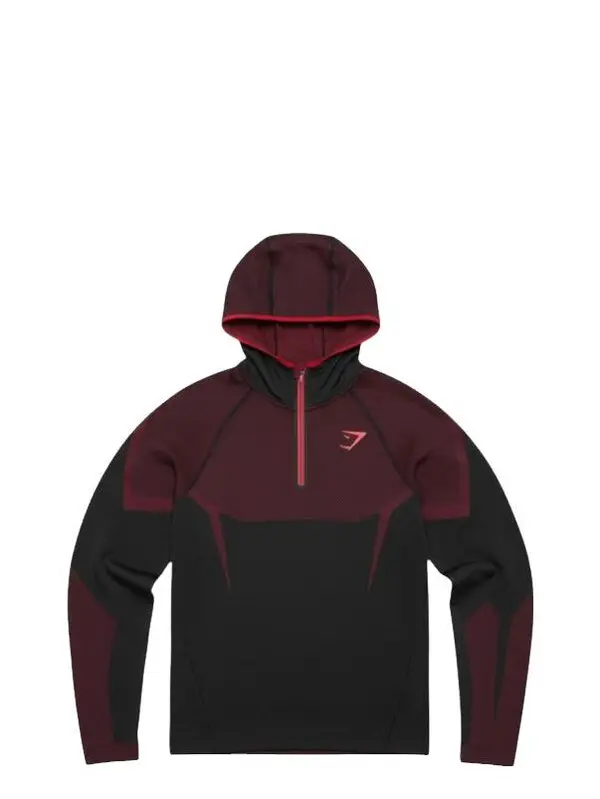 GYMSHARK Onyx 5.0 Seamless Hoodie - Black/carmine Red