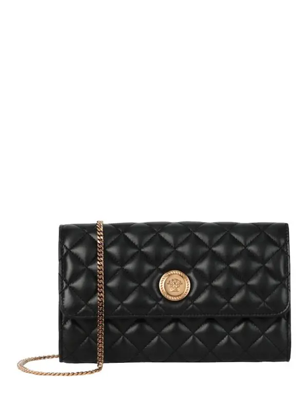Versace Quilted Leather Clutch - Black/gold