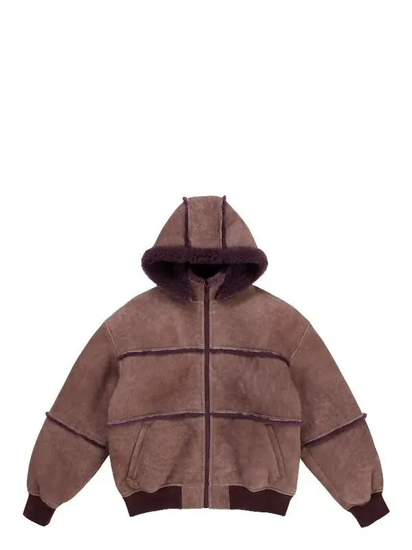 Supreme Mm6 Maison Margiela Hooded Shearling Bomber Jacket - Purple