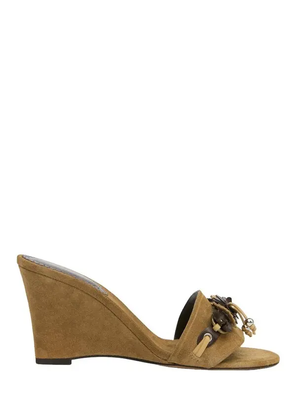 Isabel Marant Anee Suede Wedge Mules - Taupe