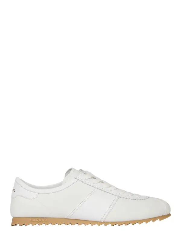Sandro Leather And Suede Low-top Trainers - White