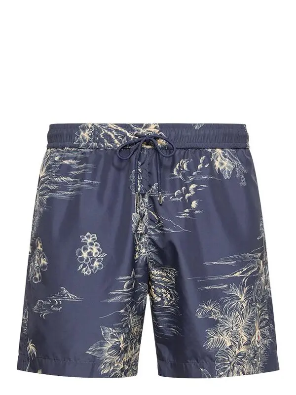 Moncler Floral Print Swim Shorts - Blue