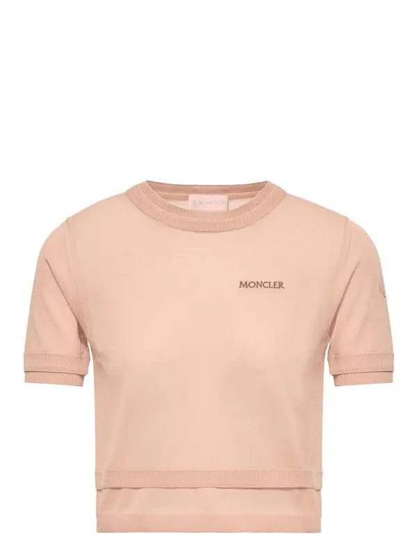 Moncler Double-trimmed Cotton T-shirt - Pink