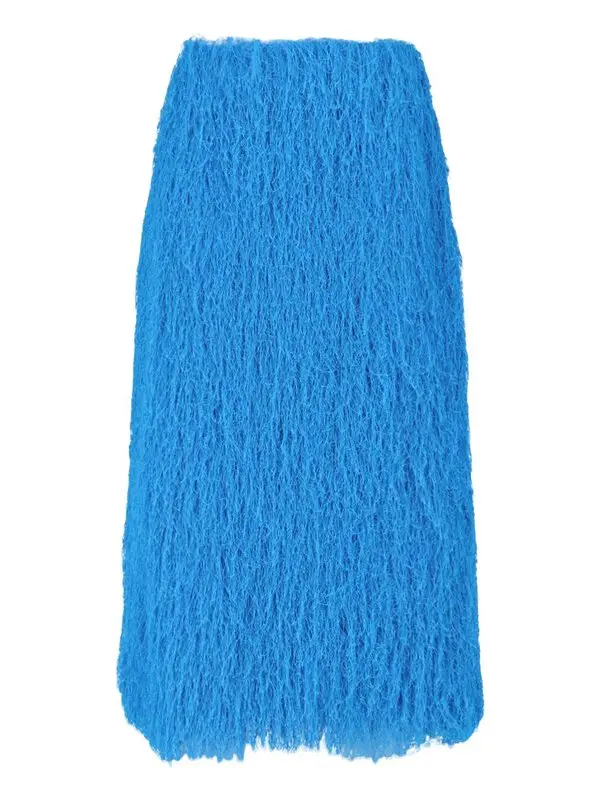 Dries Van Noten Midi Fringe Skirt - Light Blue