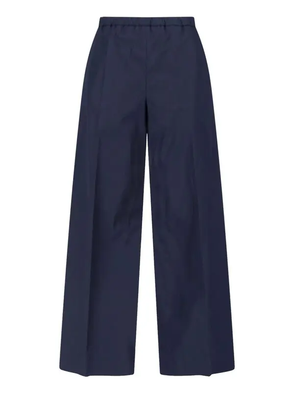 Moncler Wide Leg Cotton Trousers - Blue