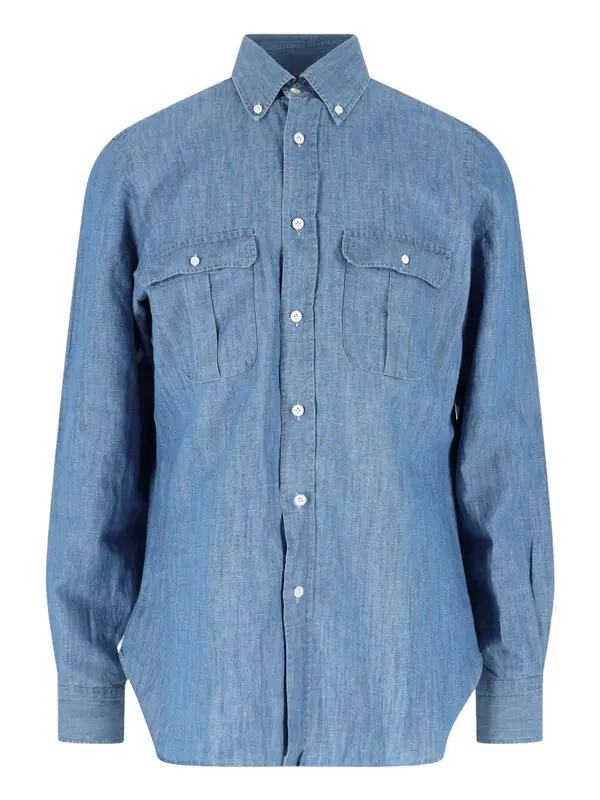 FINAMORE 1925 Denim Shirt "zurigo - Light Blue