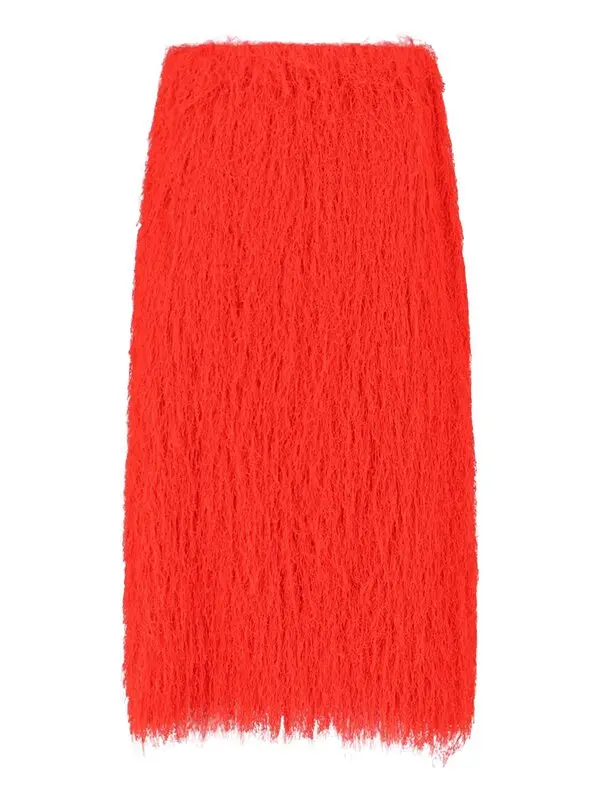 Dries Van Noten Fringe Sokna Midi Skirt - Red