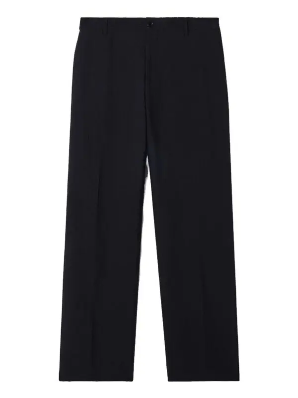 Burberry Cotton Linen Tailored Trousers - Navy