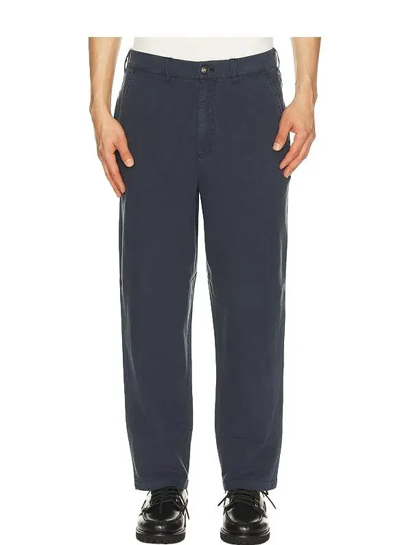 Barbour Relaxed Cotton-linen Trousers - Navy